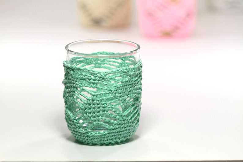 How to Crochet Cozy Glass Cover PDF Pattern Candle Cozy - Etsy