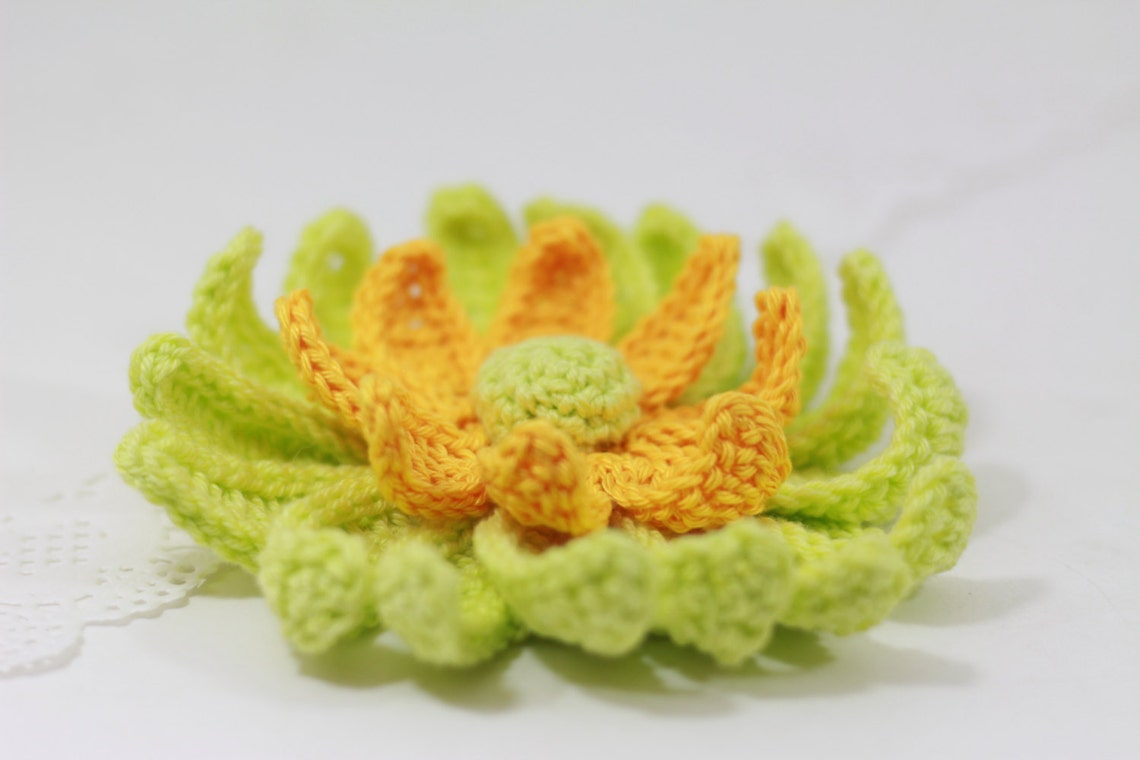 Large Gerbera Flower Crochet PDF Pattern, Handmade Yarn Flower Tutorial ...