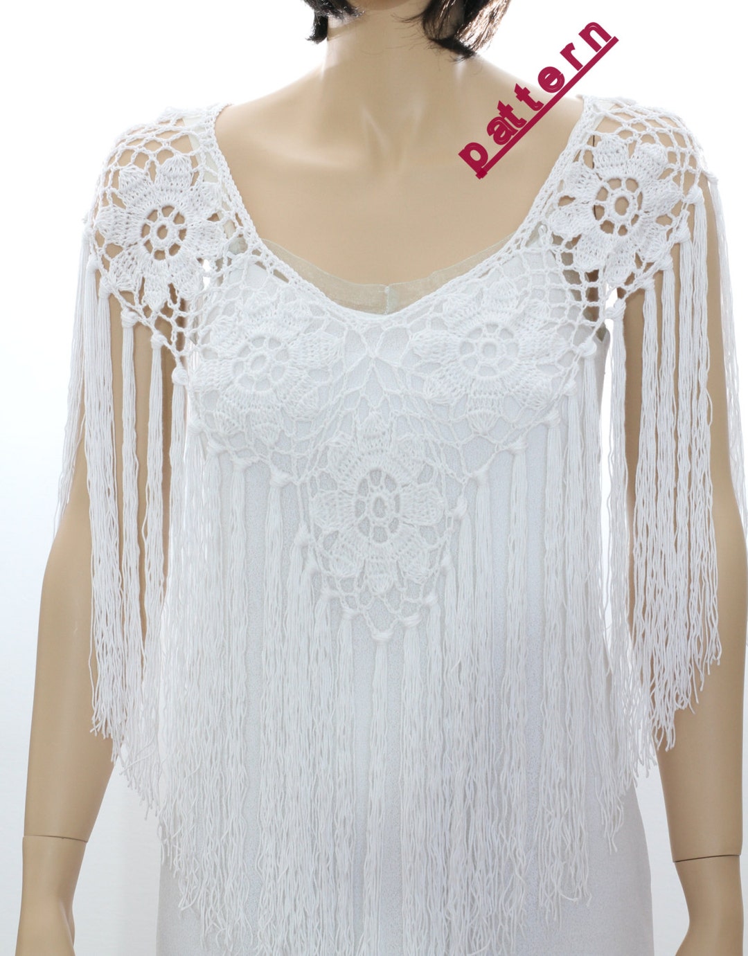 Wedding Poncho Cape Pattern Crochet Pelerine Pattern Fringe Poncho PDF ...