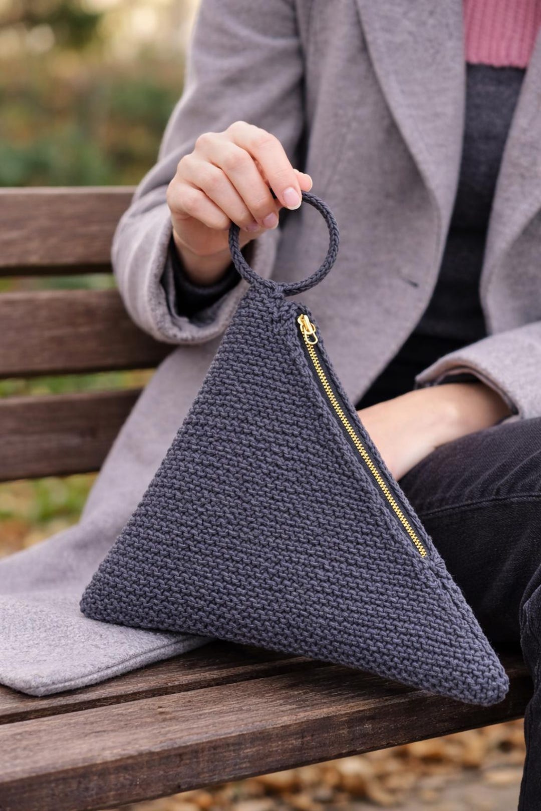 Knitted Zipper Pouch Pattern PDF, Knit in the Round Bag 25x25 Cm, Easy ...