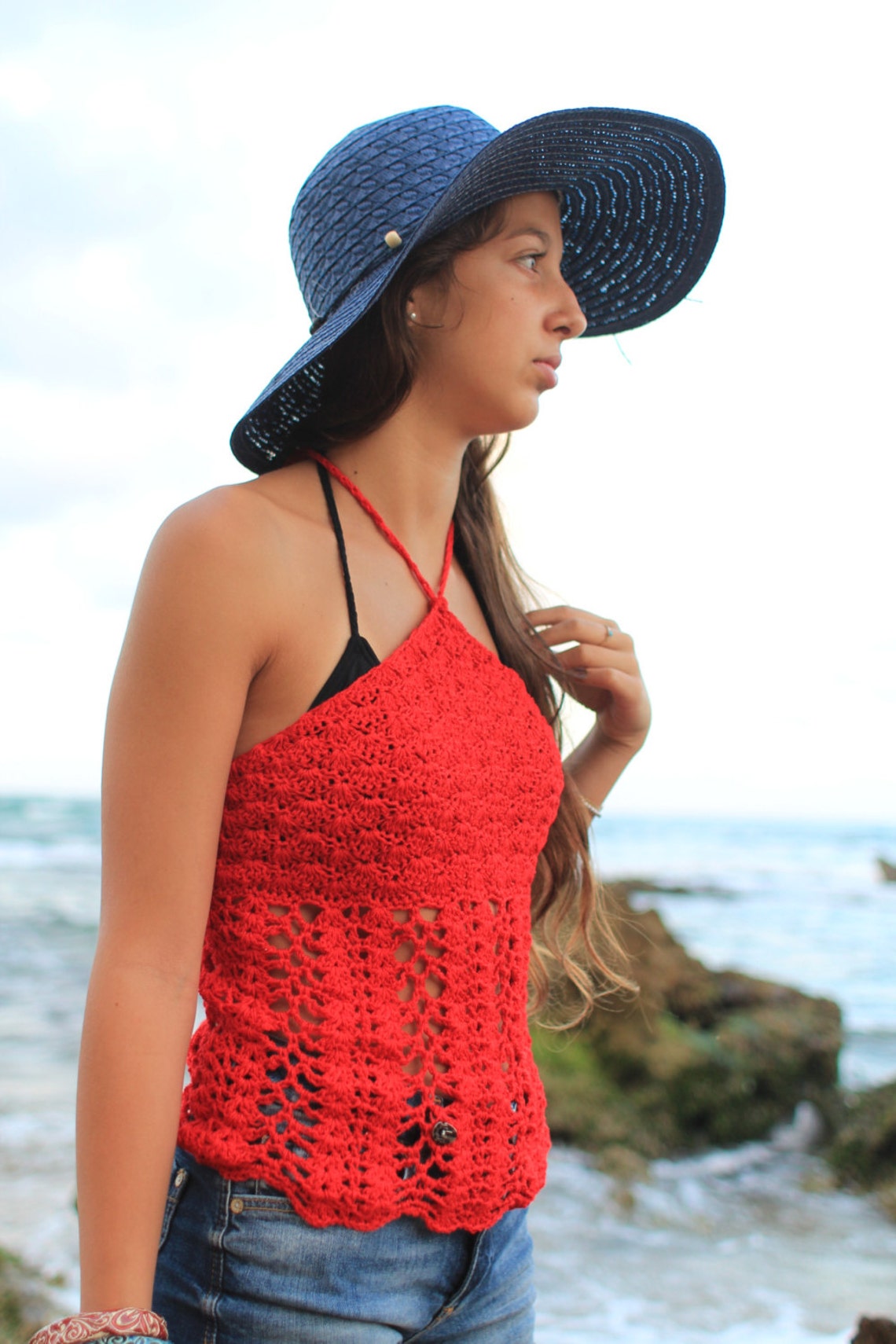 Crochet Halter Topstop Summer Pattern Lacy Crochet Halter Top | Etsy