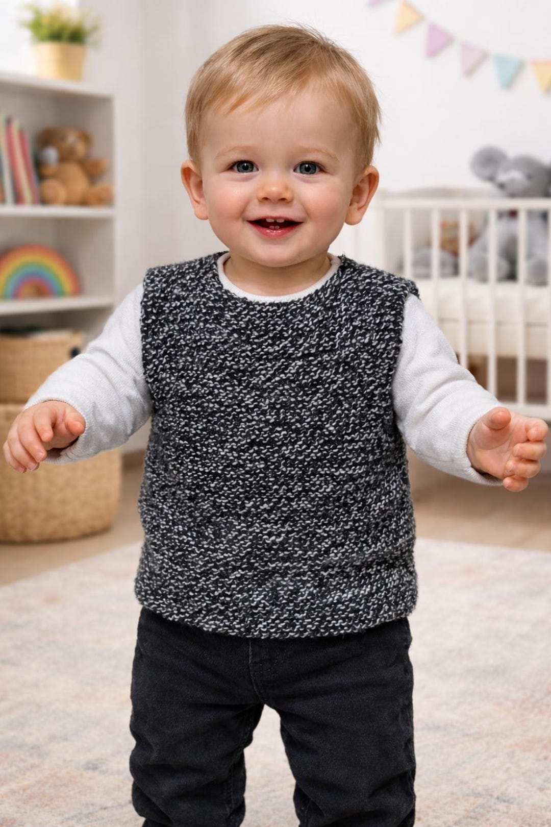 Baby Sweater Vest Knitting Pattern: Sleeveless Gilet, 1-2 Years (PDF ...