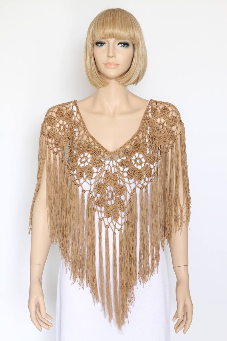 Crochet Pelerine Pattern Fringe Poncho PDF Rustic Poncho - Etsy Israel