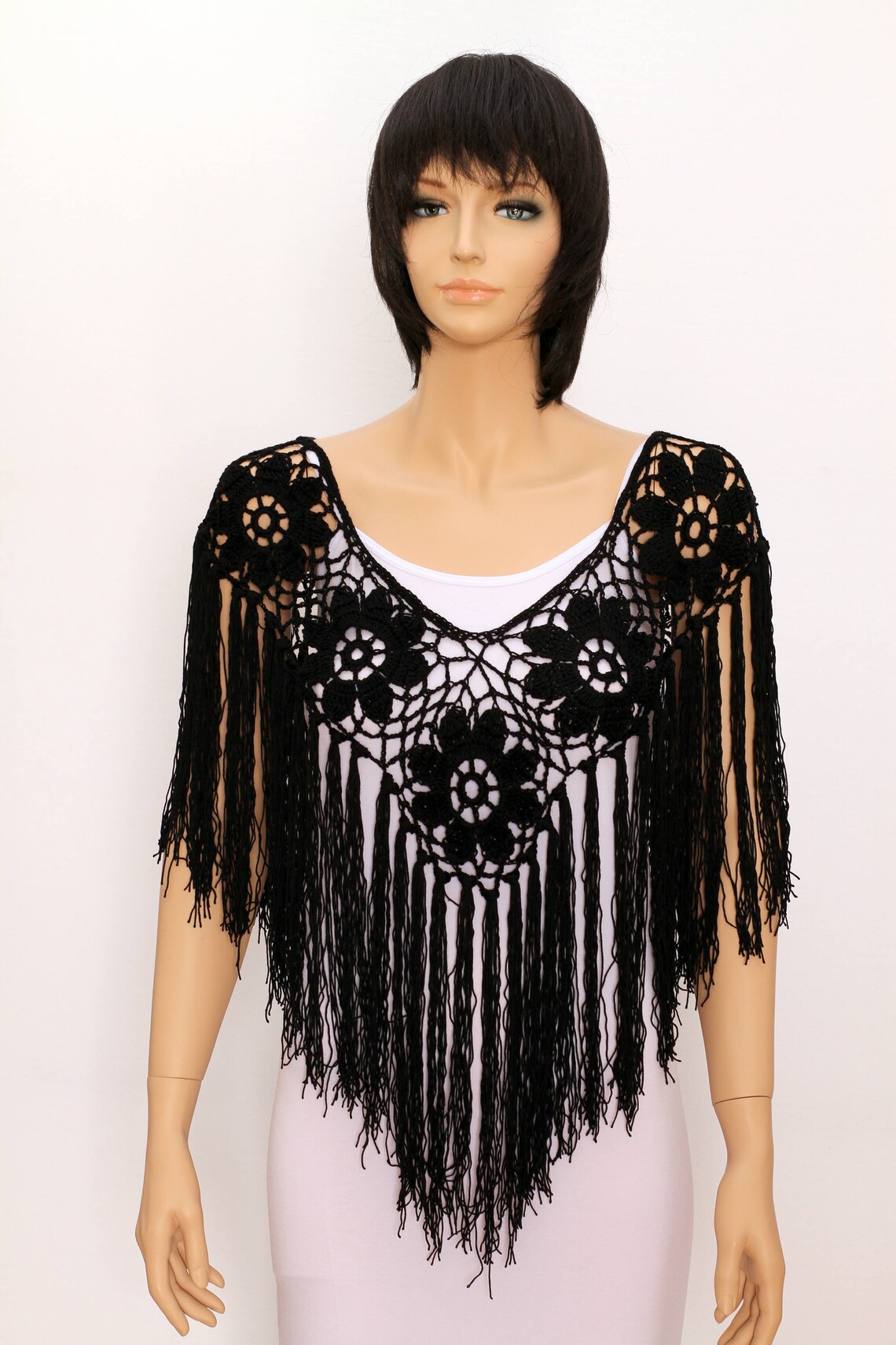 Wedding Poncho Cape Pattern Crochet Pelerine Pattern Fringe Poncho PDF ...