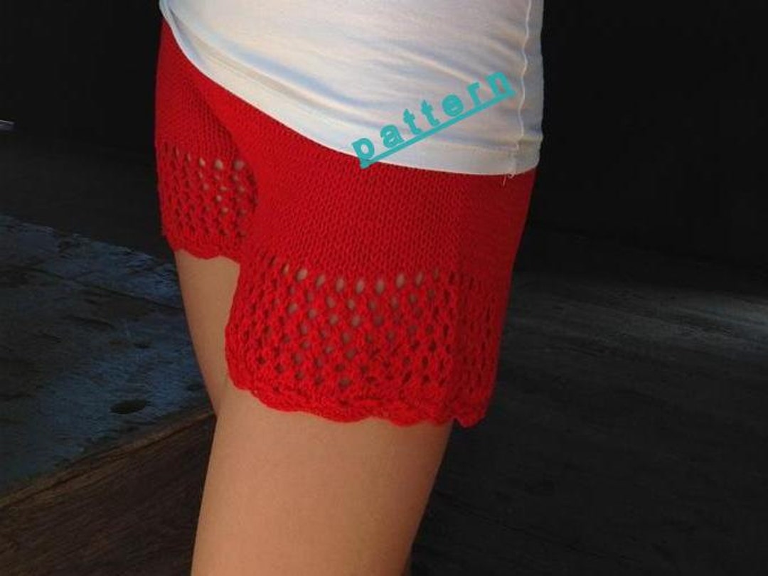 Knitted Shorts Pattern Knit Lace Short PDF Tutorial Pattern, Red ...