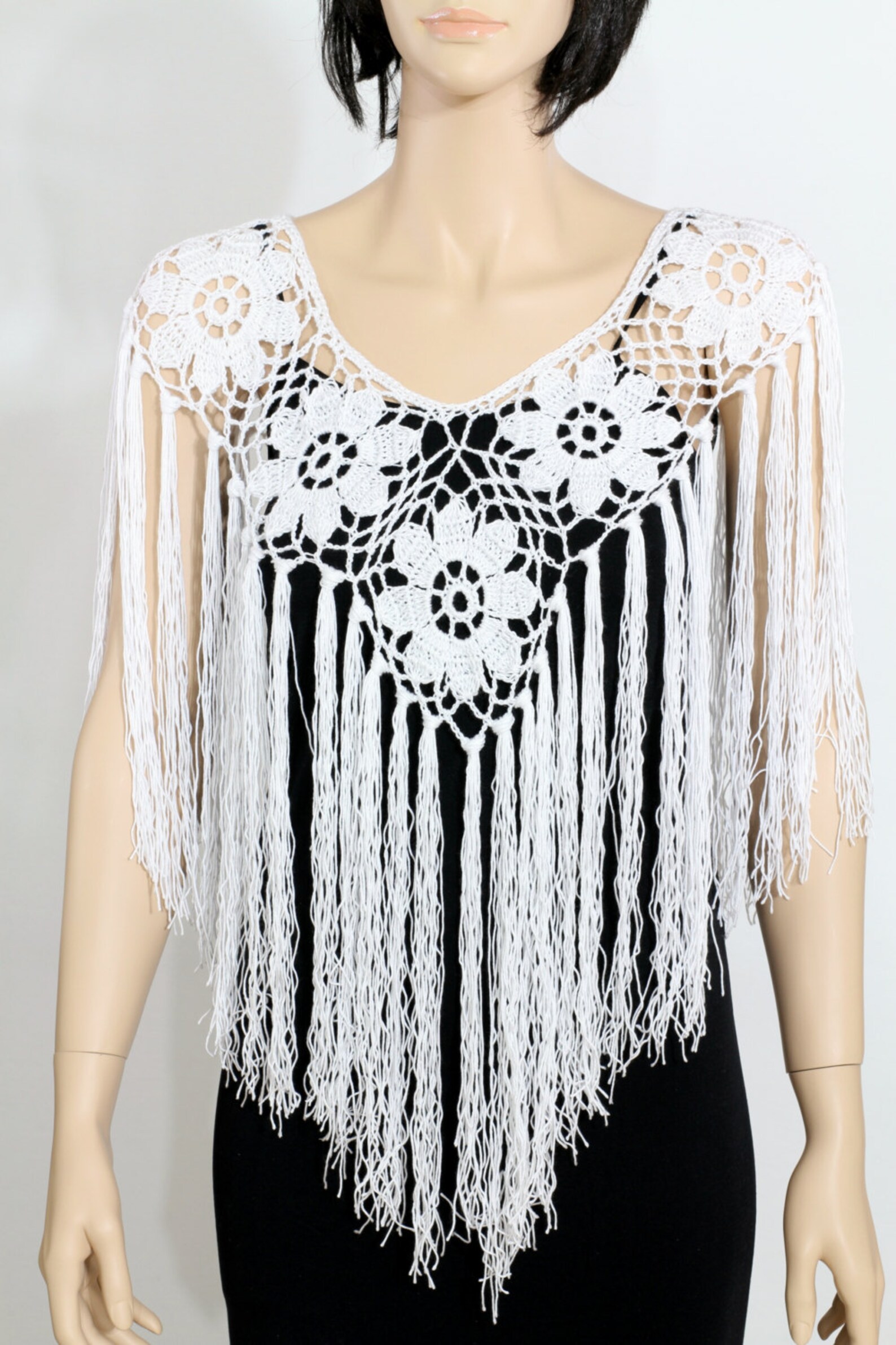Wedding Poncho Cape Pattern Crochet Pelerine Pattern Fringe Poncho PDF ...