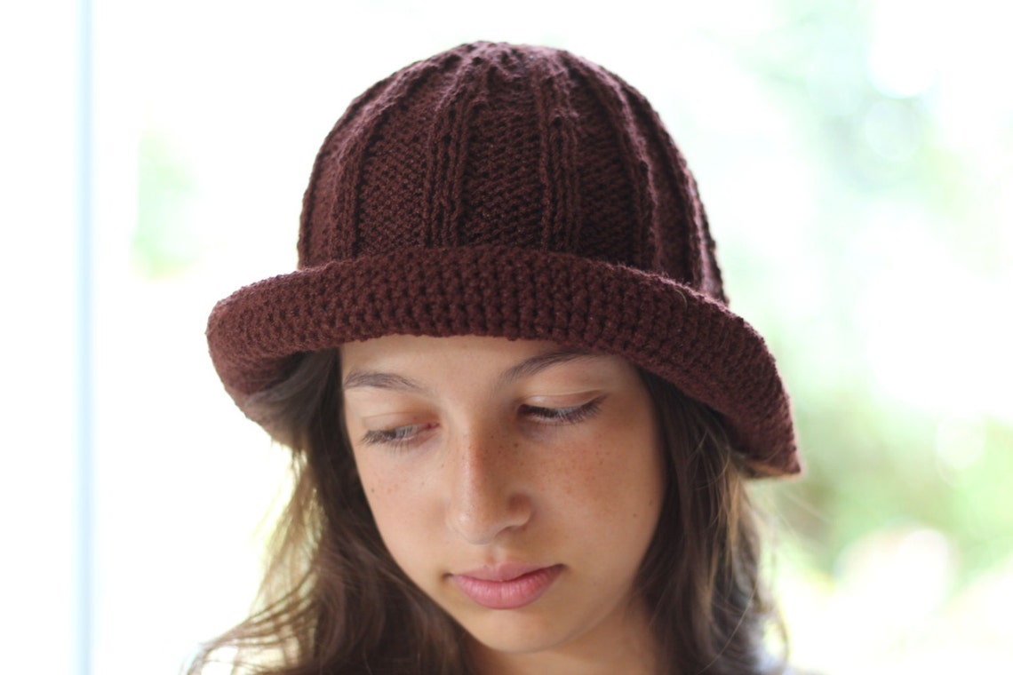 PDF Brown Knitted Crochet Pattern Hat Cap Tutorial - Etsy