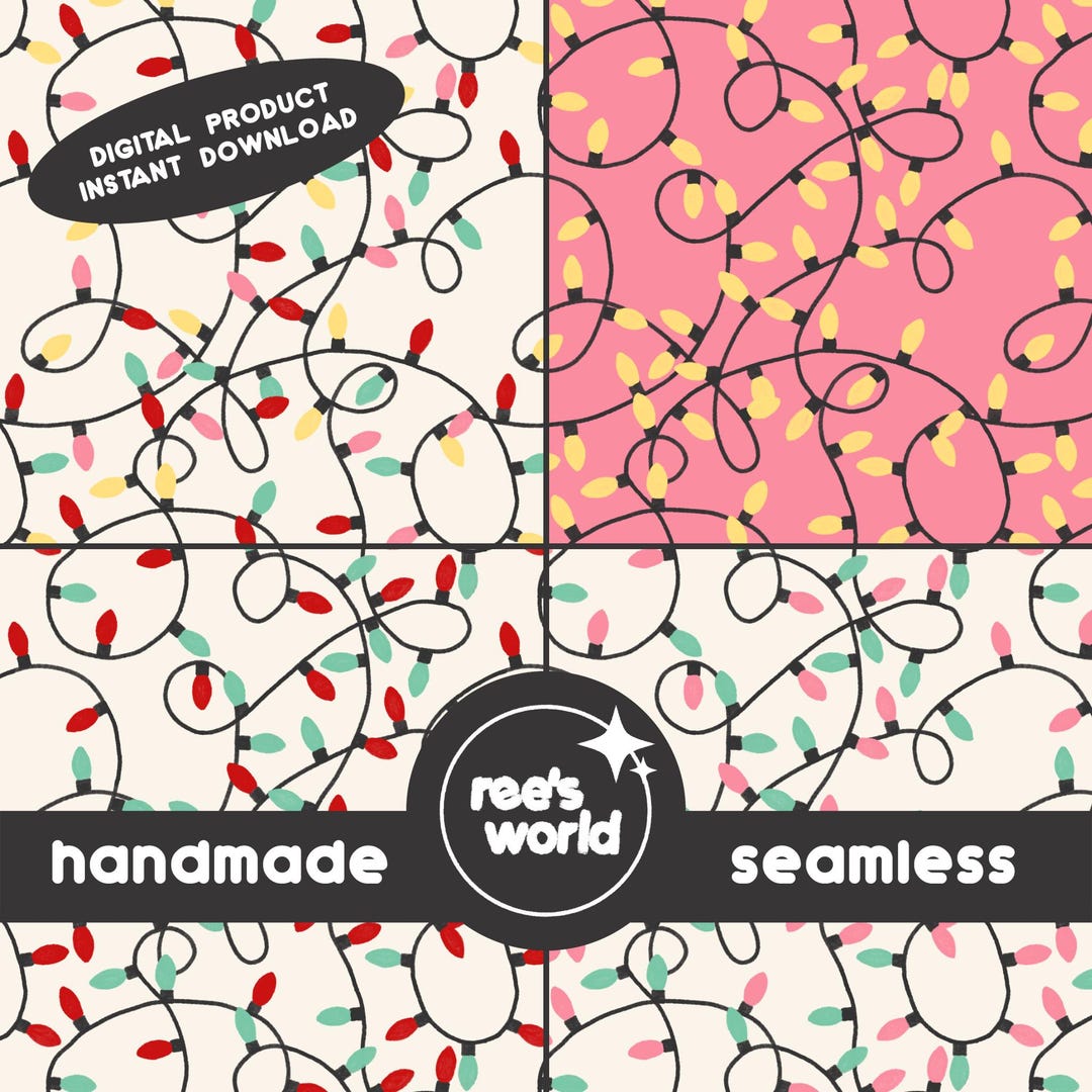 Colorful Christmas Lights Patterns • Seamless • Instant Download - Etsy