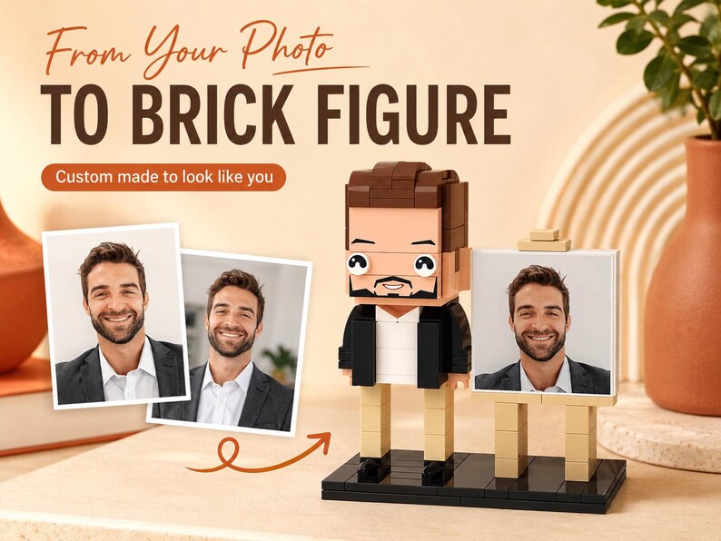 Custom Brick Figure With Photo Frame, Personalized 1 Person Block ...