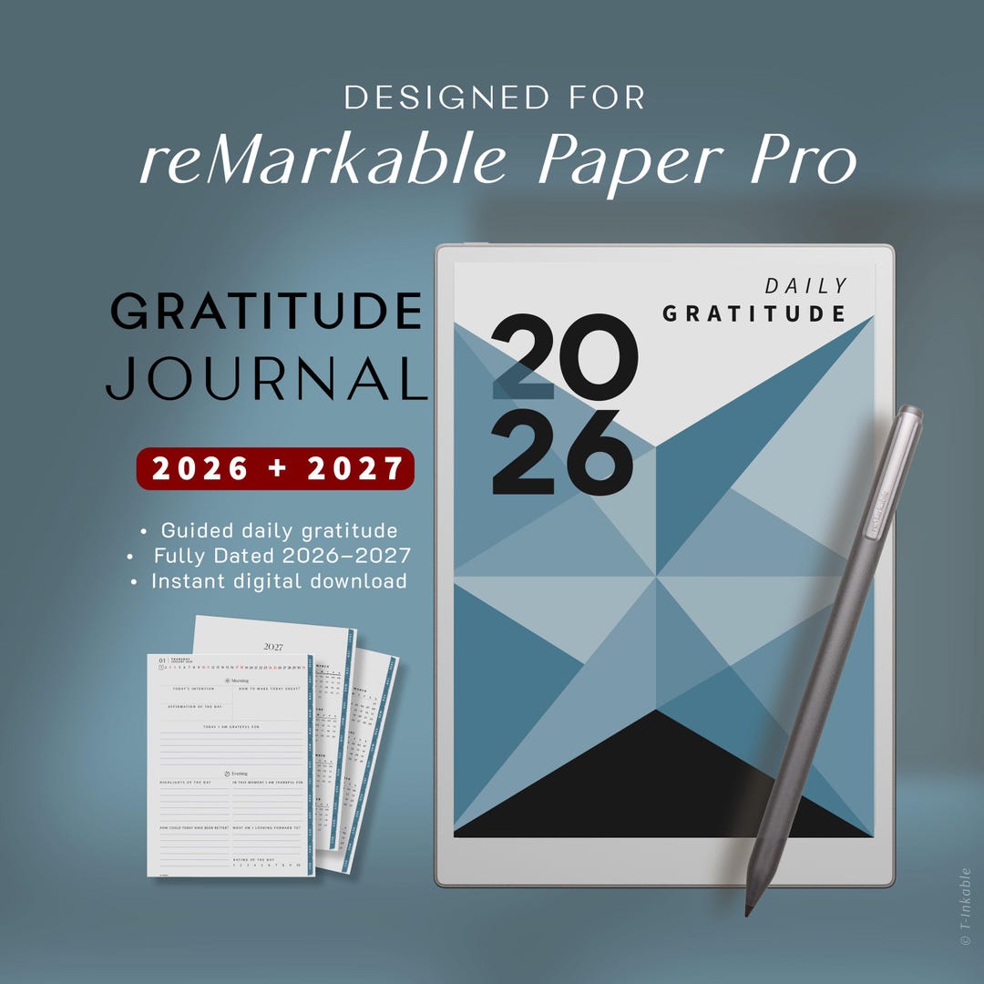Digital Gratitude Journal 2026 2027 for Remarkable Paper Pro | Daily ...