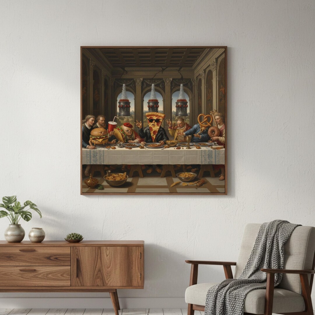 Pizza Jesus Last Supper Poster & Dark Humor Renaissance Food Art - Etsy
