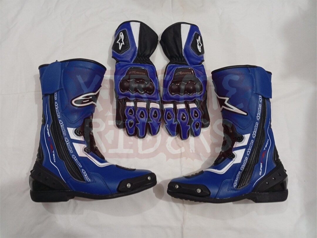 Alpinestar Blue Motorbike Boots and Gloves Set: GP Pro Motorcycle ...