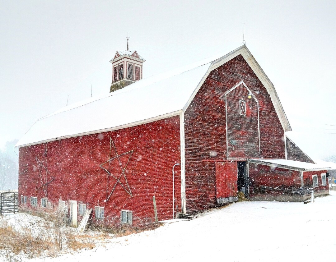 Fine Art Photo Print, Vermont Barn, Winter Snowstorm, Free Shipping ...