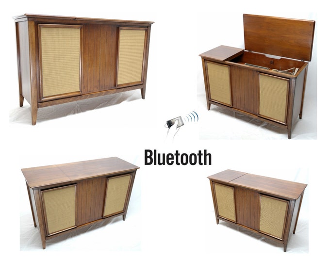 VINTAGE Mid Century Modern Zenith Hi Fi Console Stereo Bluetooth AM FM ...