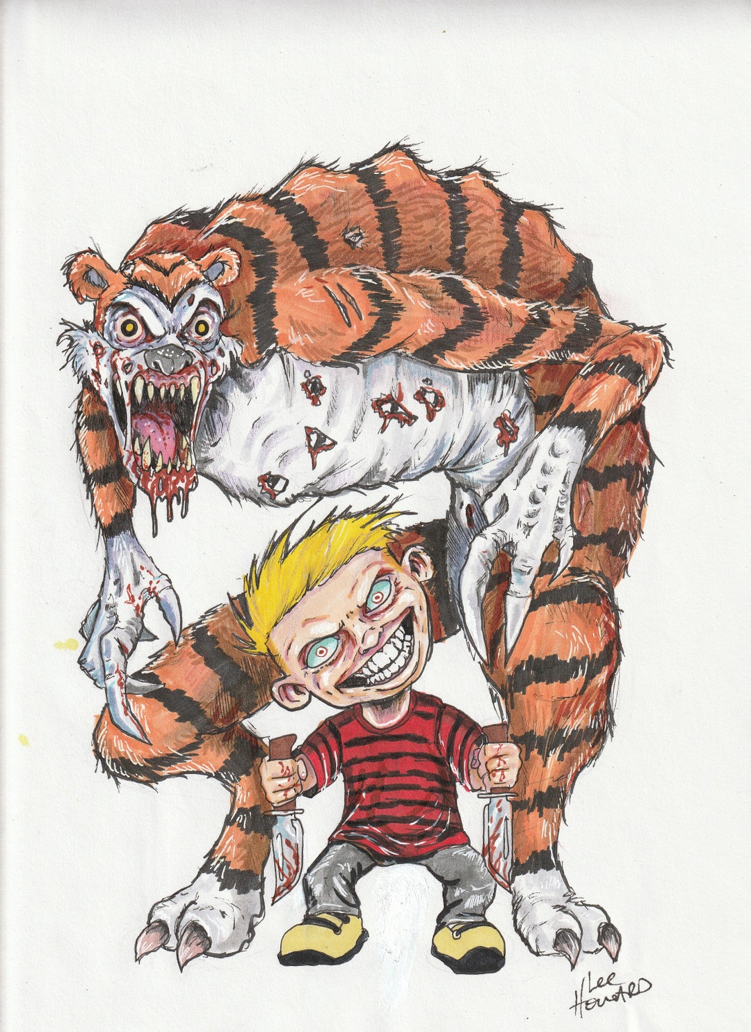 Calvin and Hobbes but HORROR 8x10 Art Print/reproduction Signed by ...