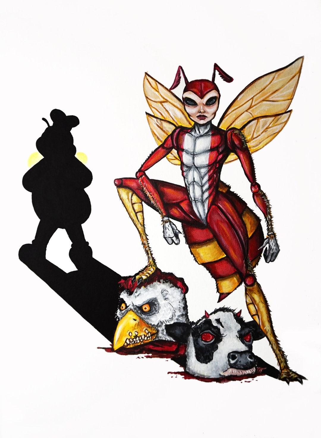 ORIGINAL Painting JOLLIBEE Fast Food Monsters 16x20 Acrylic on Canvas ...