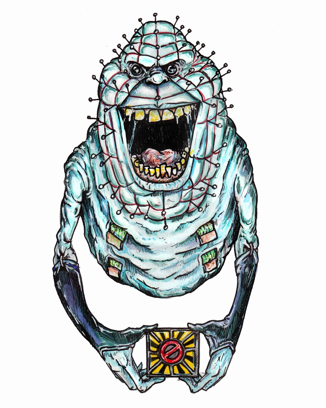 Slimer Pinhead Horror Mashup 8x10 PRINT / Reproduction Signed by Artist ...