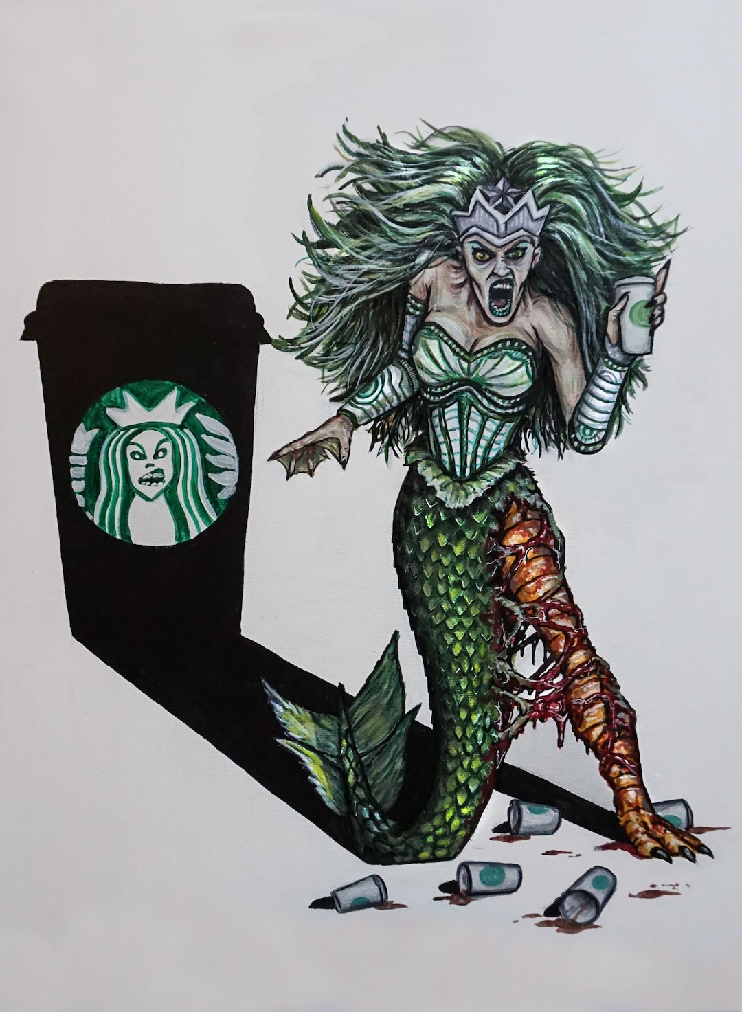 Starbucks Art Print/reproduction 11 X 15 FAST FOOD MONSTERS Series - Etsy