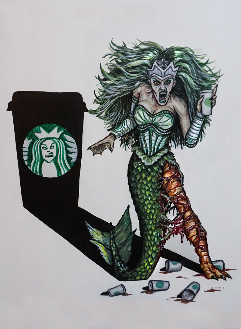 Starbucks Art Print/reproduction 11 X 15 FAST FOOD MONSTERS Series - Etsy