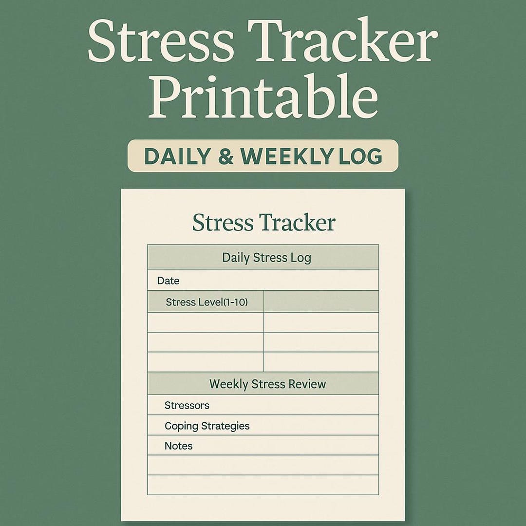 Stress Tracker Printable | Daily & Weekly Stress Log, Mental Wellness ...