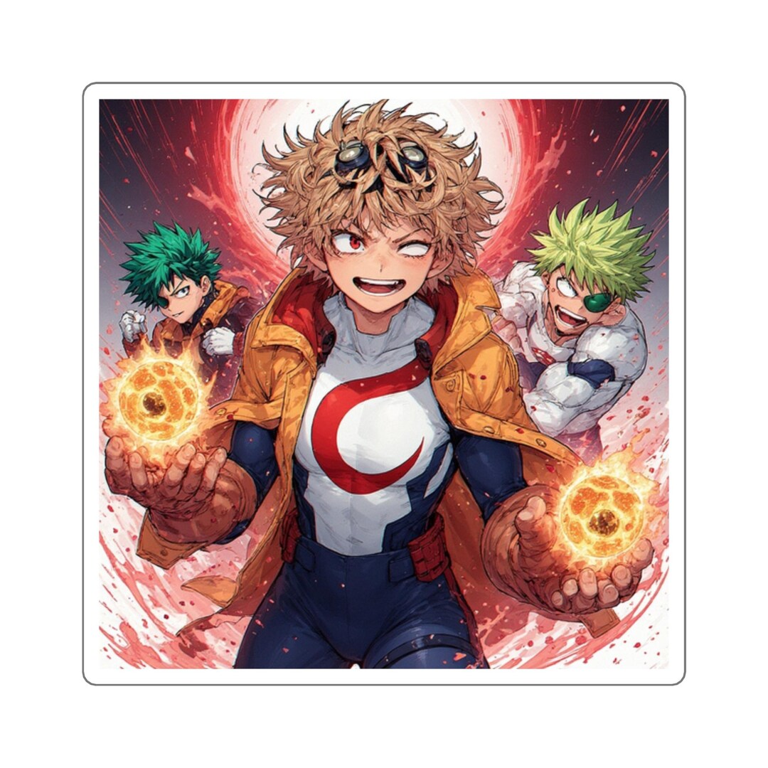 Explosive Anime Hero Square Sticker | Vinyl Character Decal - Etsy