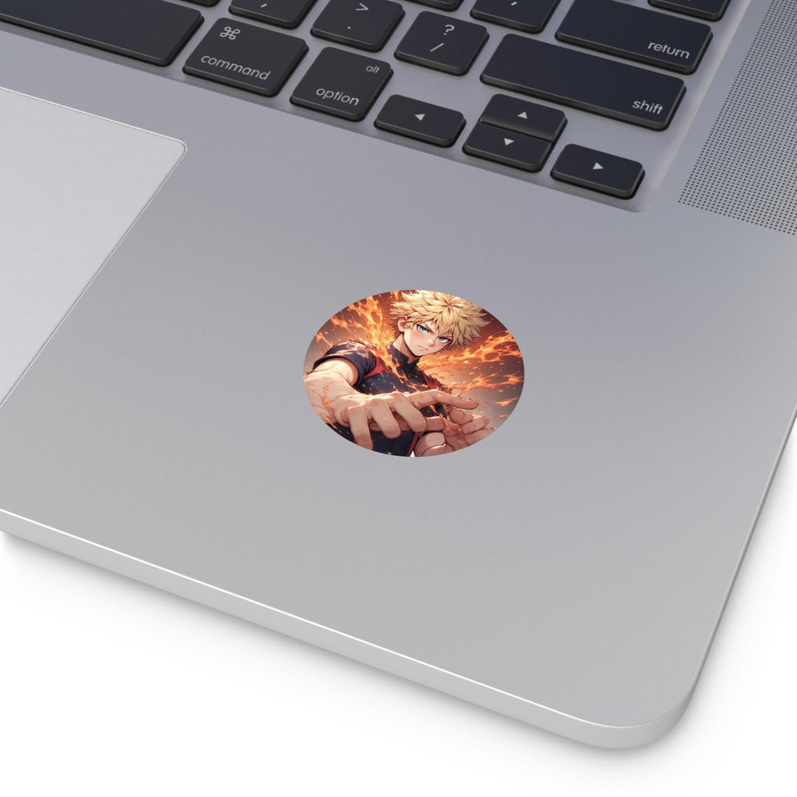 Explosive Anime Boy Round Vinyl Sticker | Flame Character Decal - Etsy
