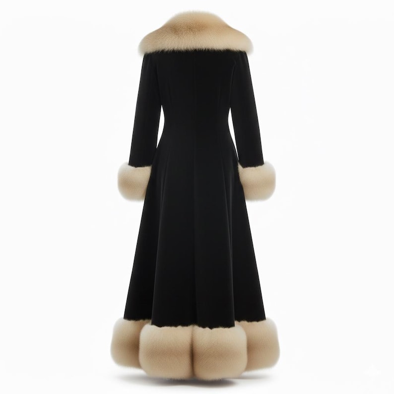Handmade Black Velvet Faux Fur Penny Lane Style Coat | Vintage 70s ...