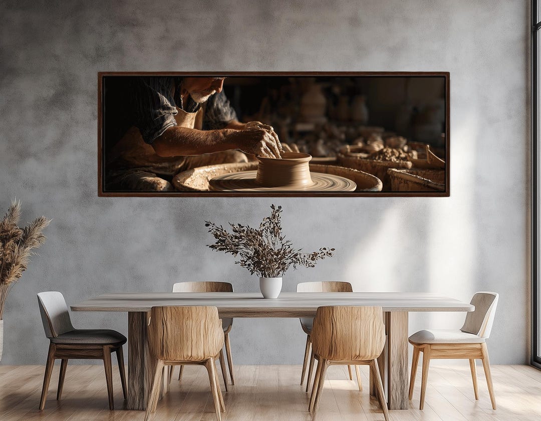Ceramic Artist Shaping Clay Canvas Print, Pottery Wall Art, Ready to ...