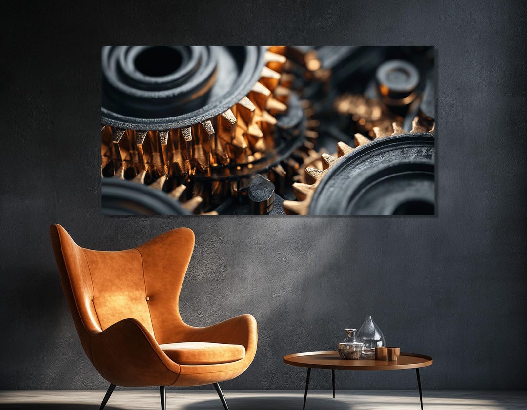 Mechanical Gears Canvas Print, Industrial Engineering Wall Art, Ready ...