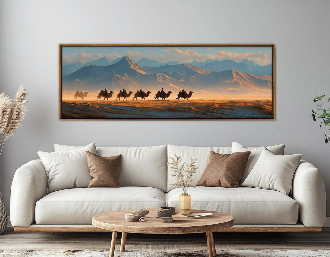 Silk Road Caravan of Camels Canvas Print, Oriental Wall Decor, Ready to ...