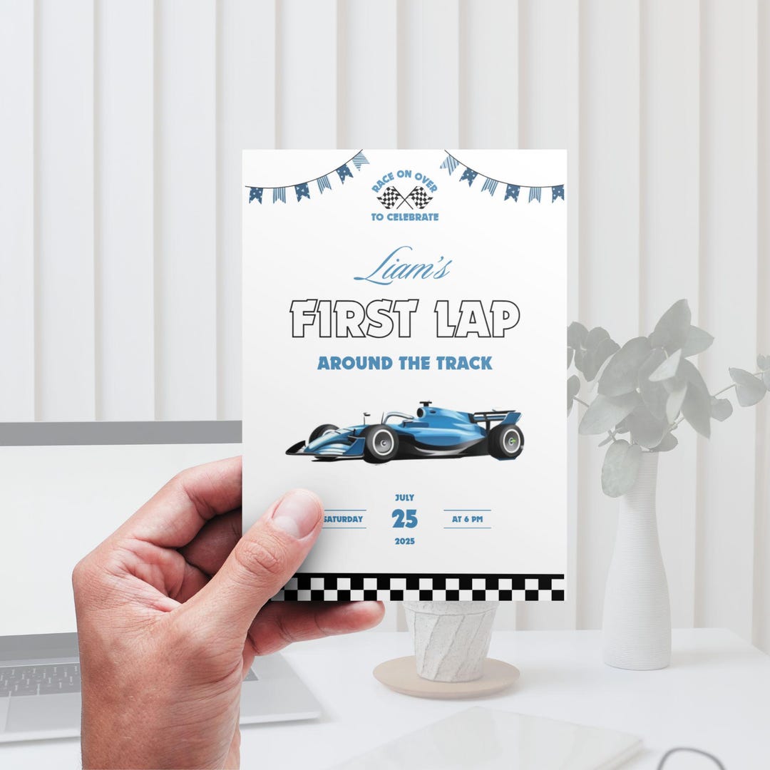 Racing Car Birthday Invitation F1 Theme | Editable Canva Template ...