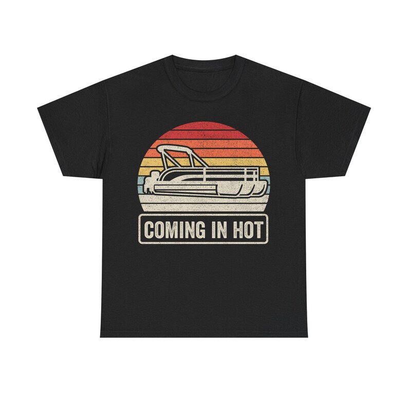 Coming in Hot: Vintage Pontoon Boat Illustration, Retro Sunset Poster ...