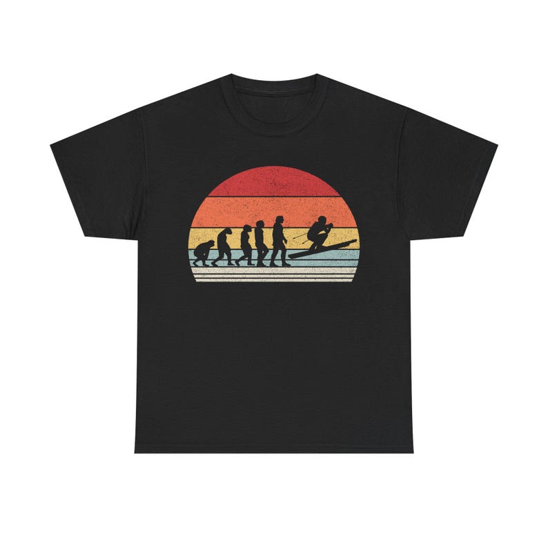Evolution of Surfing: Vintage Silhouette Sunset Design, Retro 1970s ...
