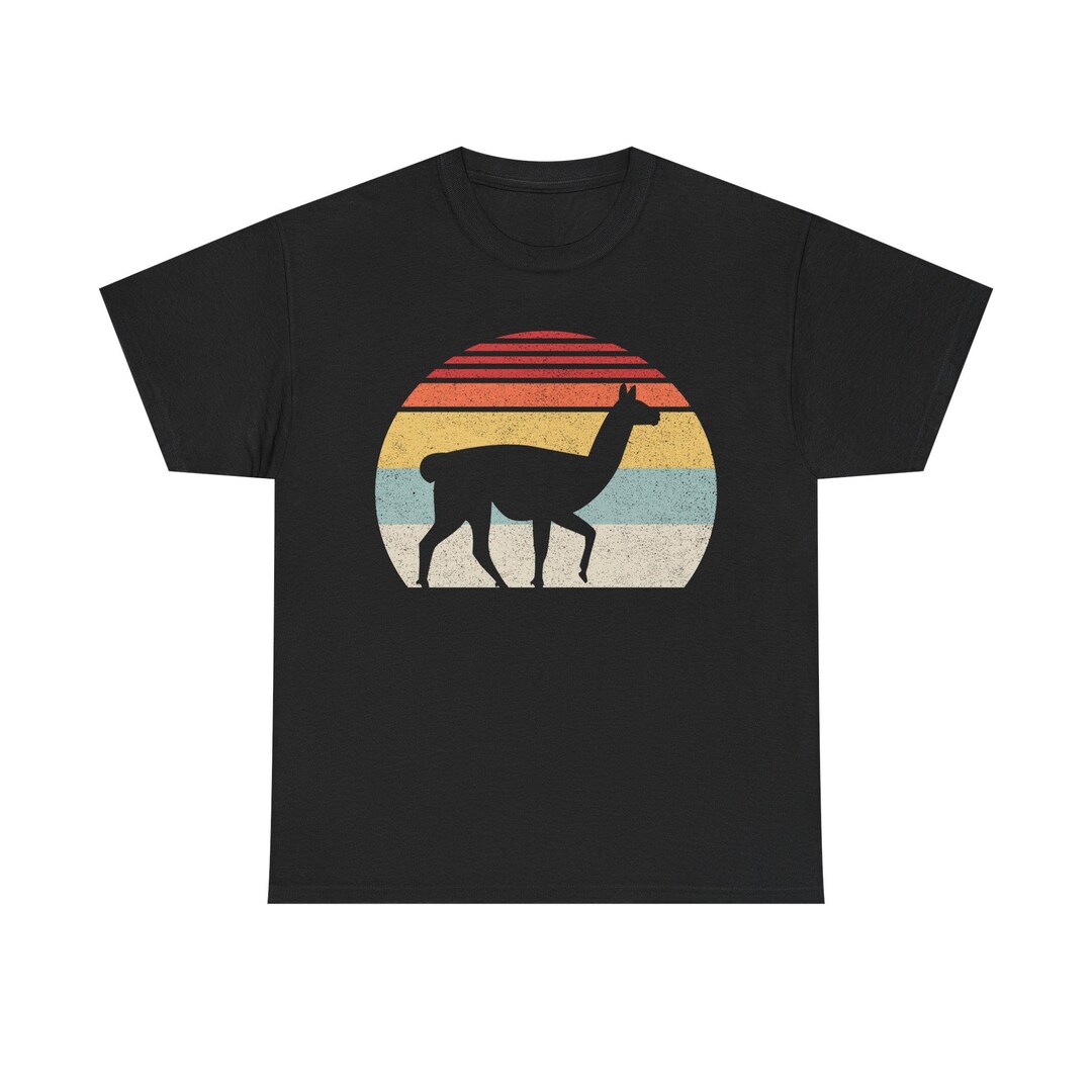 Retro Llama Portrait: Vintage Silhouette Illustration, 1970s Distressed ...