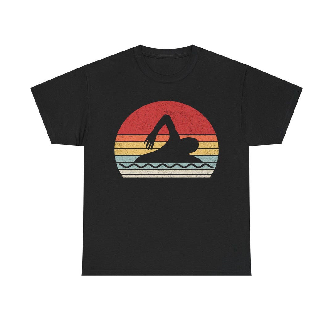 Endless Swim: Retro Beach Illustration, Vintage 1970s Sunset Art ...