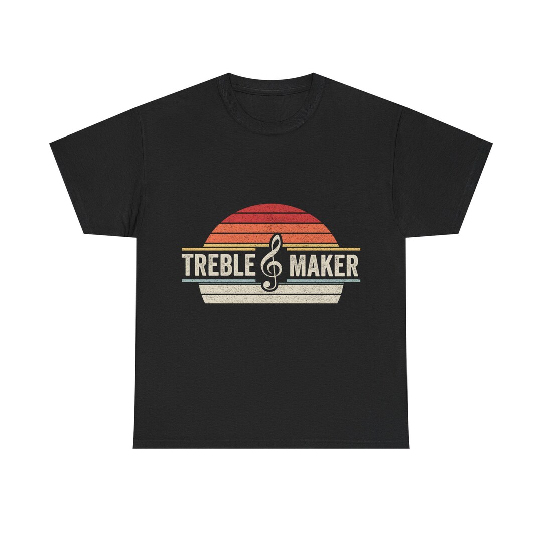 Treble Maker: Vintage Music Logo With Retro Sunset Motif, Distressed ...