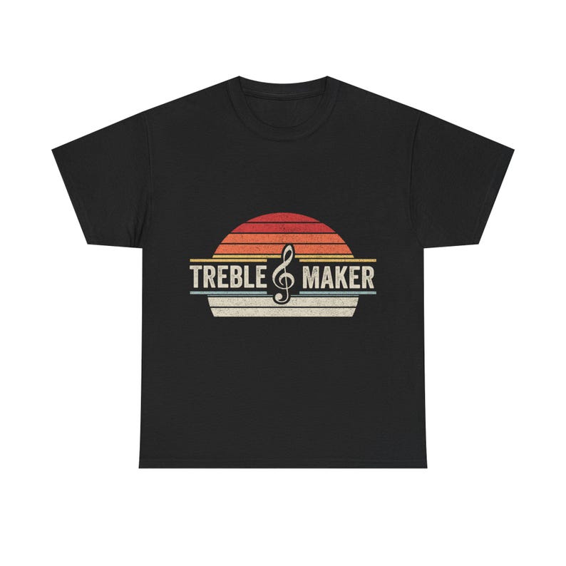 Treble Maker: Vintage Music Logo With Retro Sunset Motif, Distressed ...