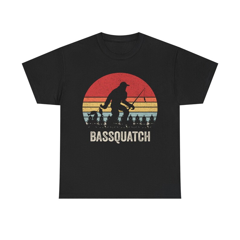 Bassquatch Retro Fishing Design: Vintage Cryptid Bass Fishing Graphic ...