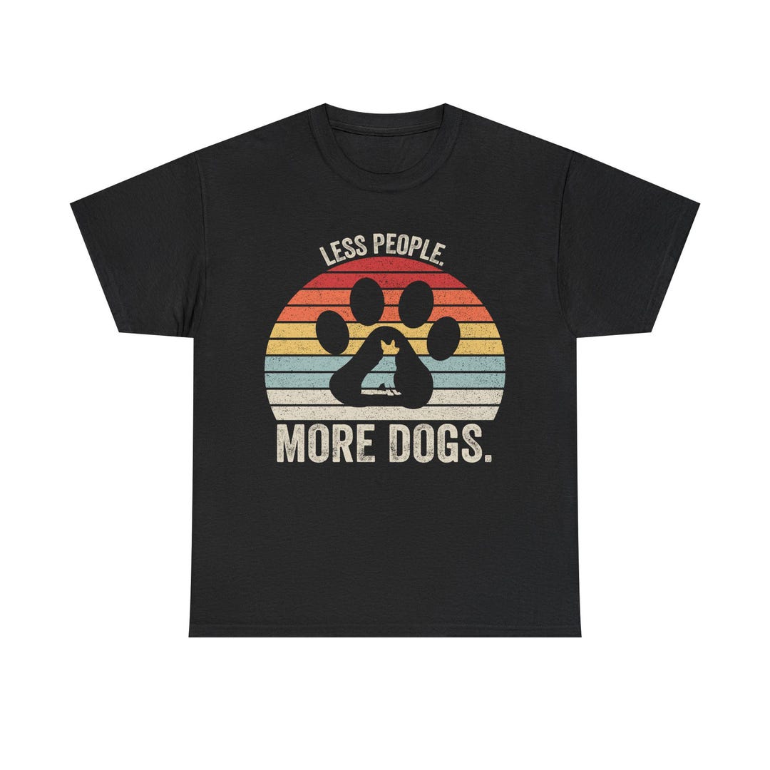 Less People More Dogs: Vintage Paw Print Badge Design, Retro Dog Lover ...