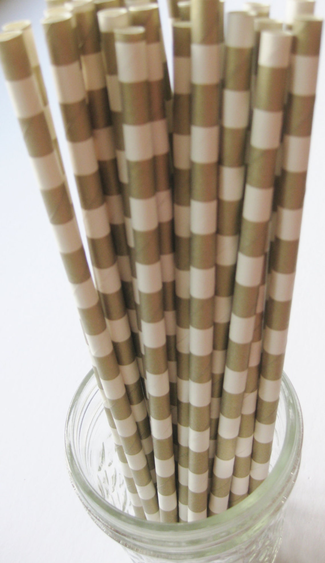 25 Paper GOLD and White Ringed Straws Free Printable Straw - Etsy