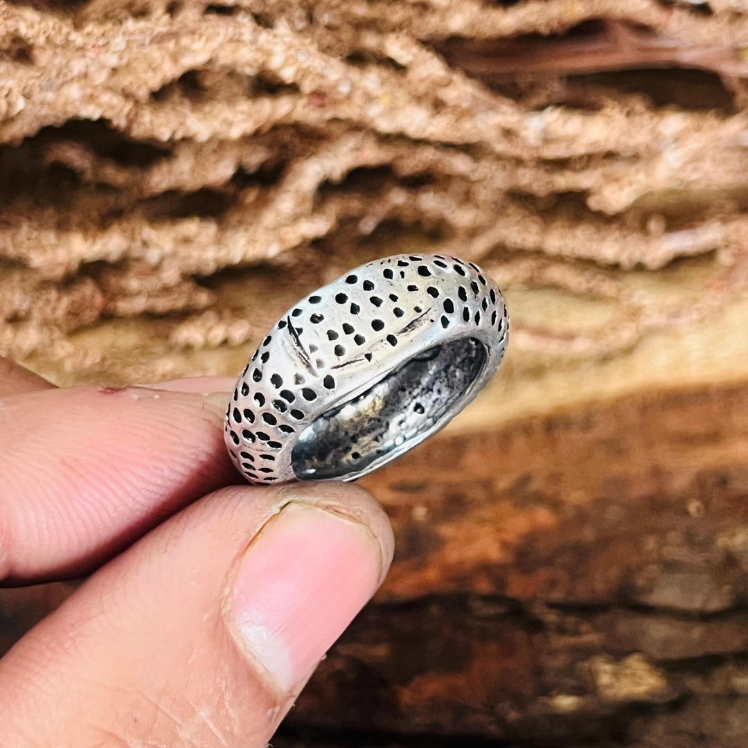 Perforated Wide Mens Ring, Minimalist 925 Sterling Silver Ring, Gift ...