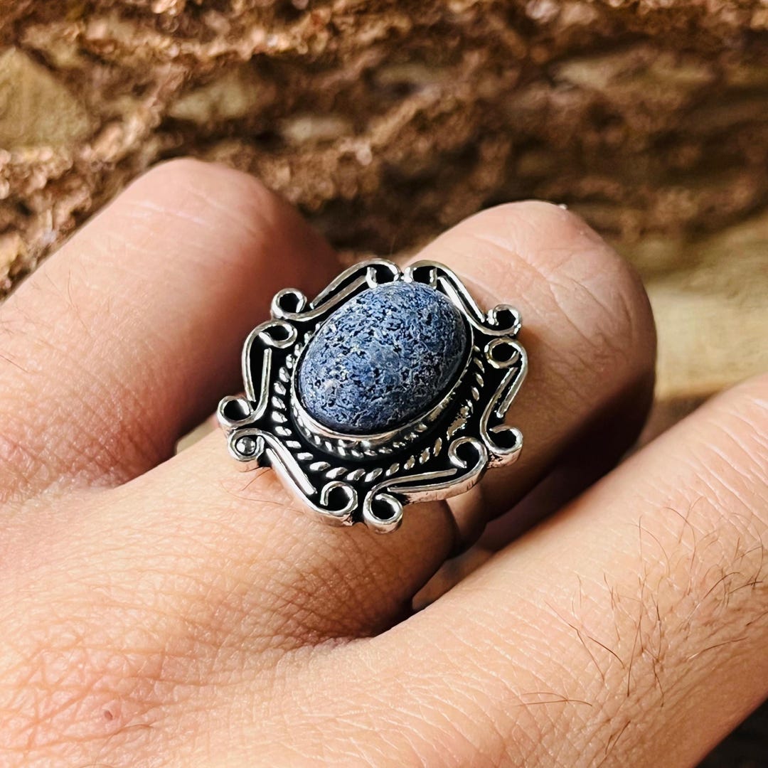 Blue Coral Ring, Ornate Tribal Silver Ring, 925 Sterling Silver Ring ...