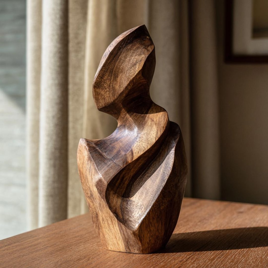 Solid Wood Artistic Human Sculpture Hand-carved Abstract Figure Modern ...