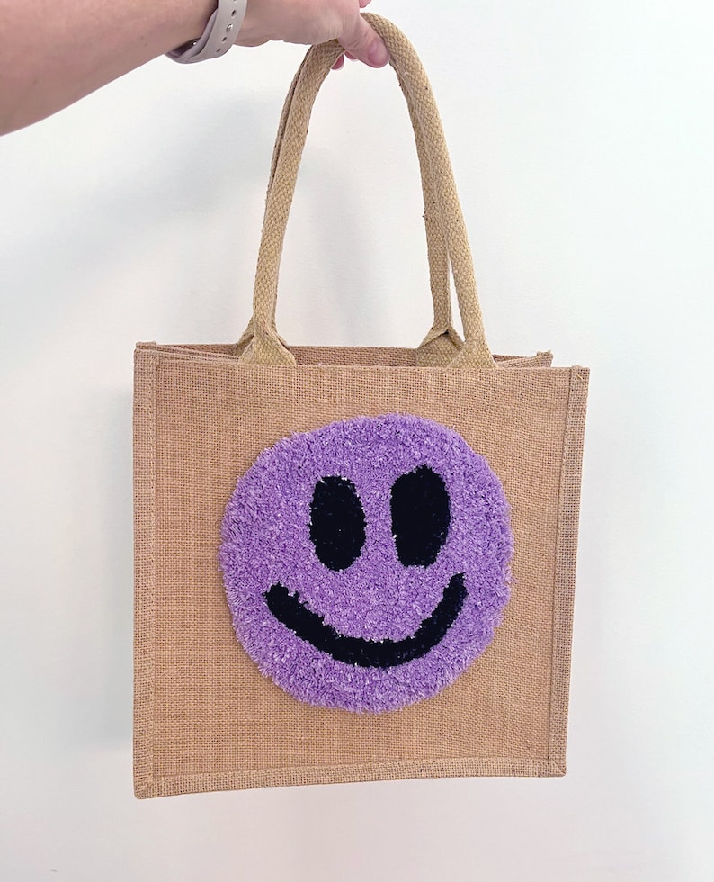 Tufted Tote Bag - Smiley Face - Etsy