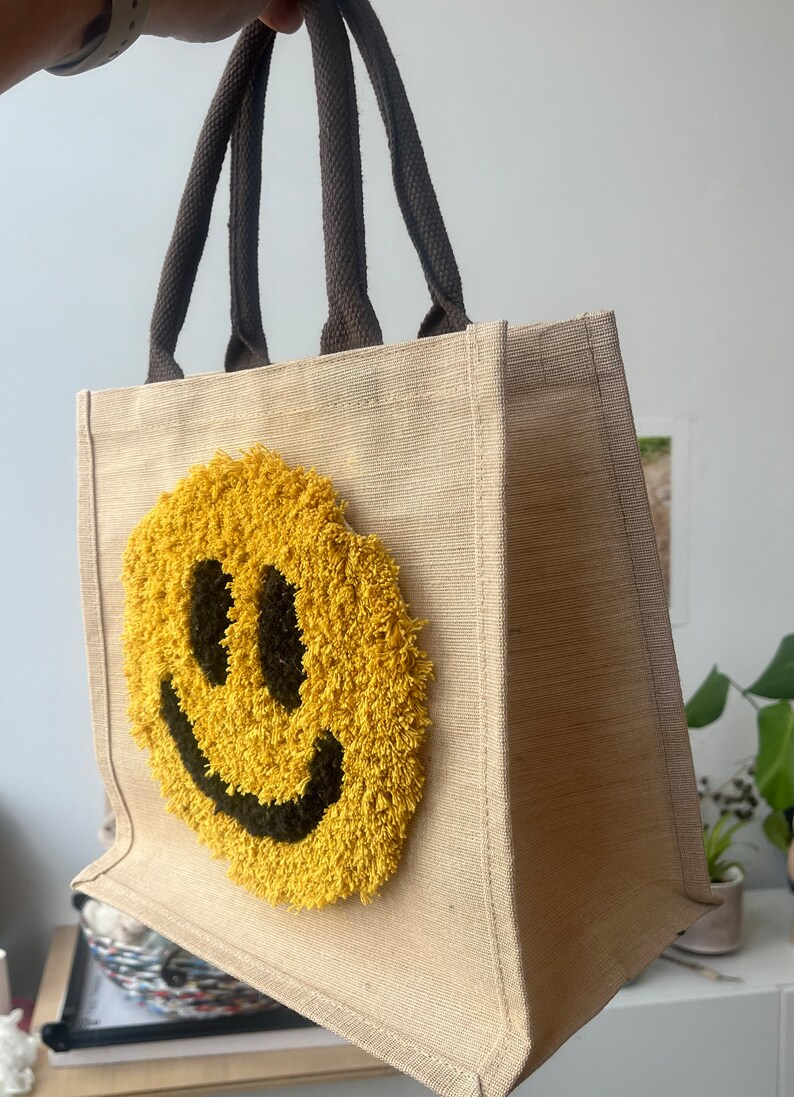 Tufted Tote Bag - Smiley Face - Etsy