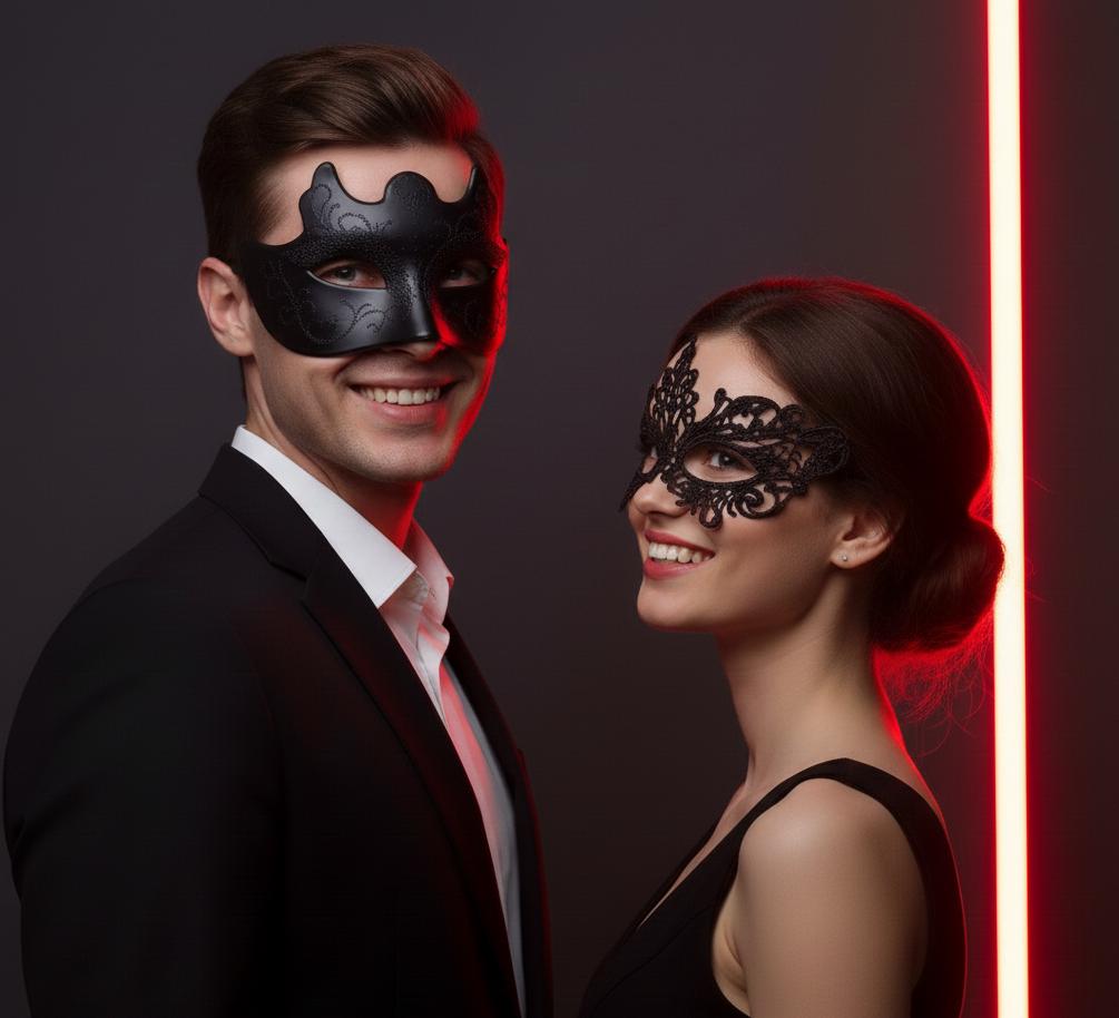 Black Lace Masquerade Masks for Couples - Venetian Costume, Party Ball ...