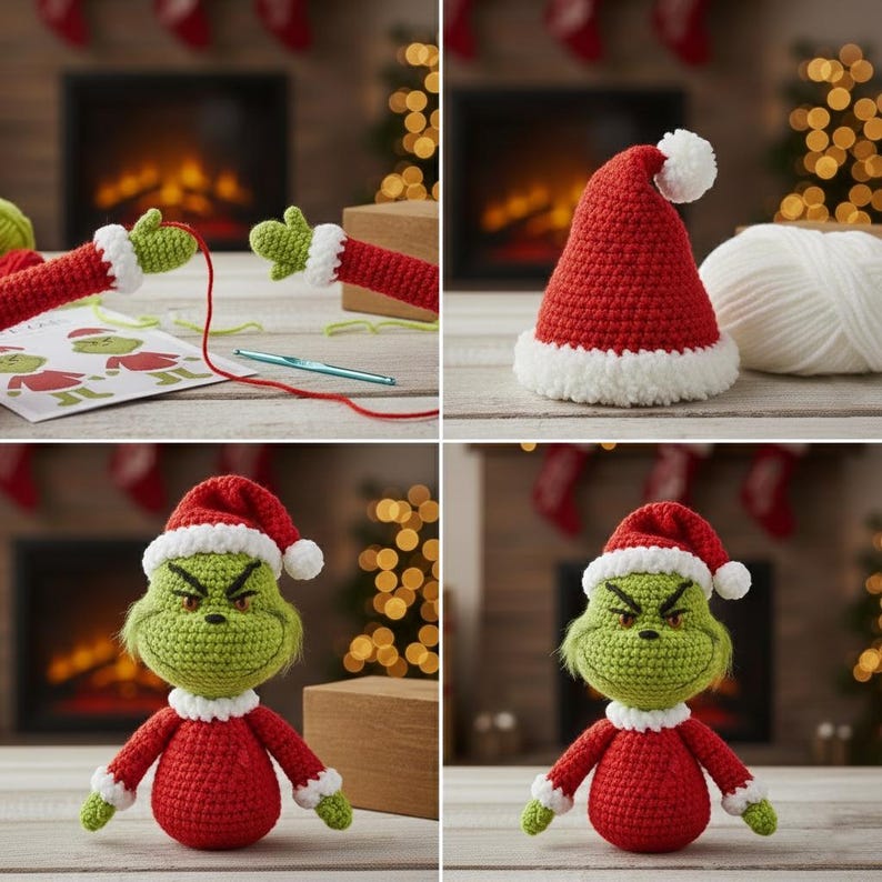 Grinch Crochet Amigurumi Pattern , Easy Christmas Doll PDF - Etsy