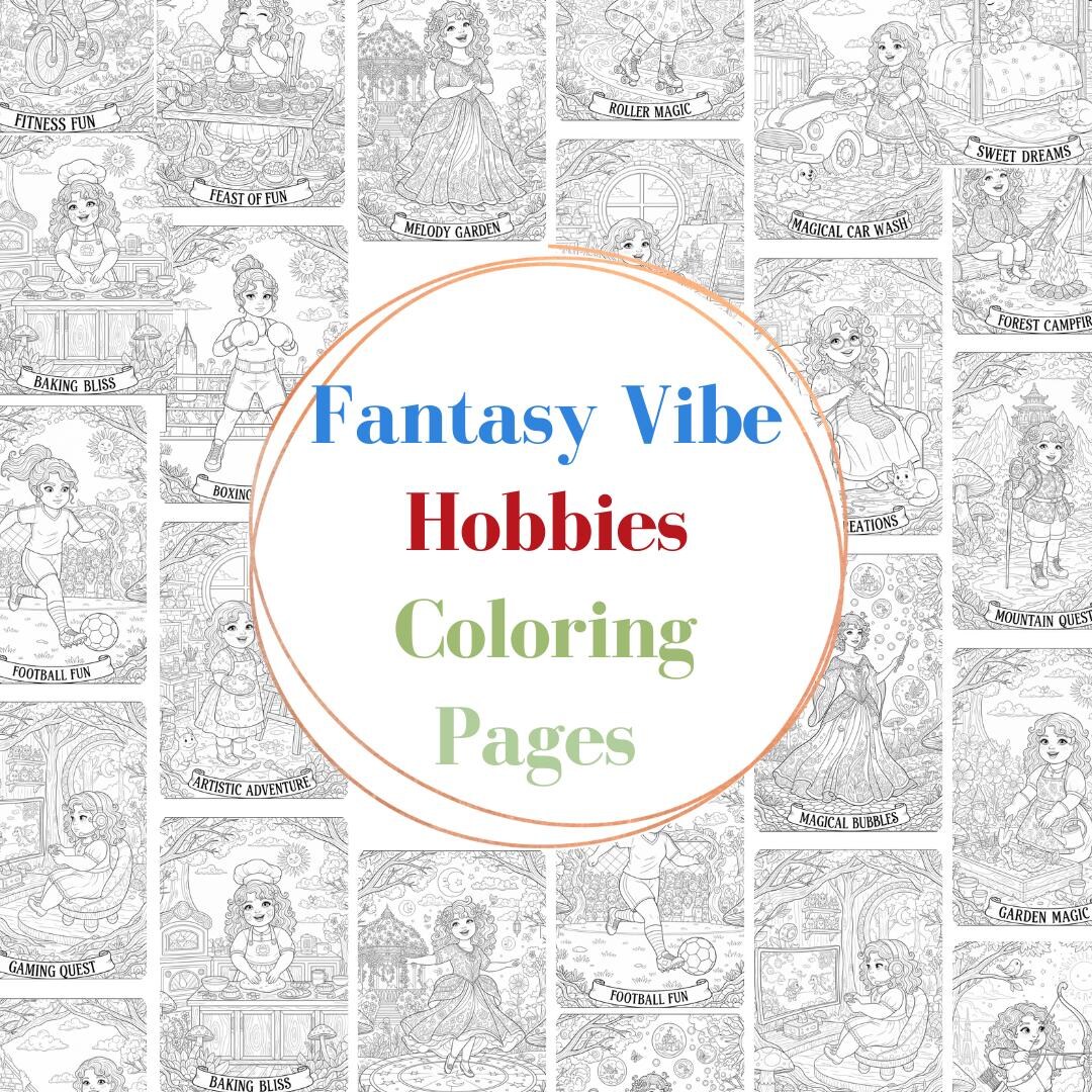 Fantasy Hobbies Coloring Pages | 20 Sheets | Magical Activity for All ...