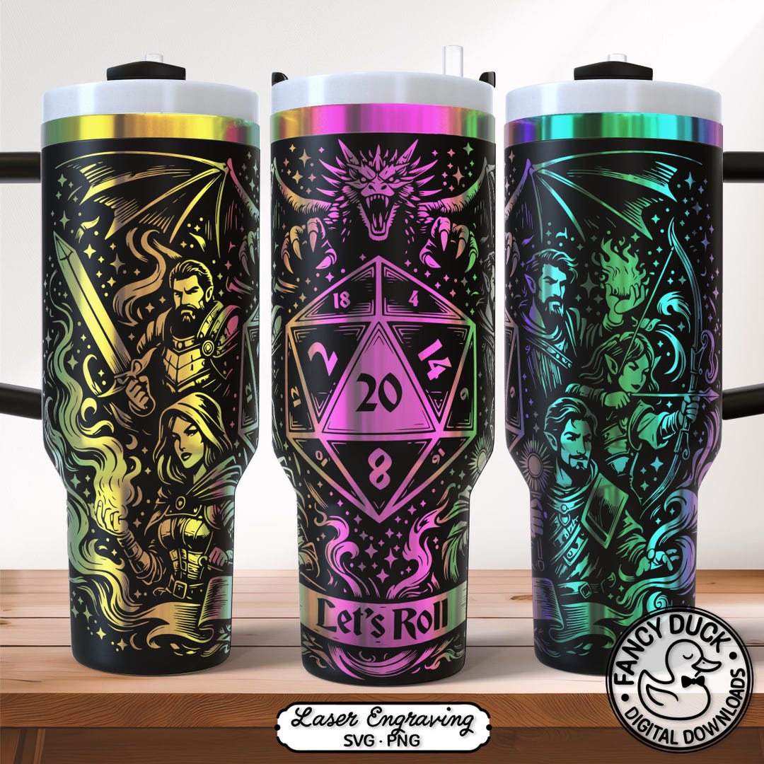 Roleplay Gaming Tumbler Wrap SVG, D20 Dice Dnd Laser Engraving File ...