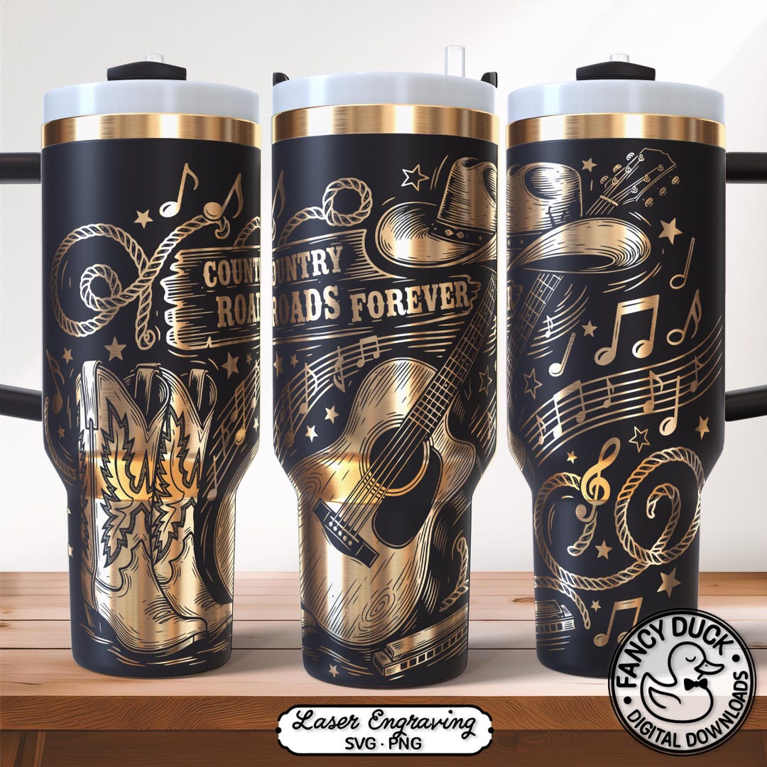 Country Music Fan 40oz Laser Wrap SVG, Westerner Engraving File for ...
